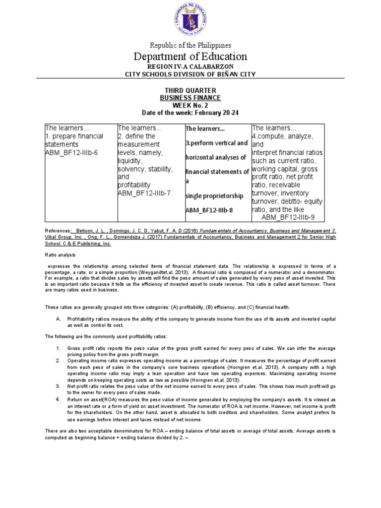 Week 2 Part 2 BF Financial Statement Analysis and Financial Ratios | PDF | Equity (Finance ...