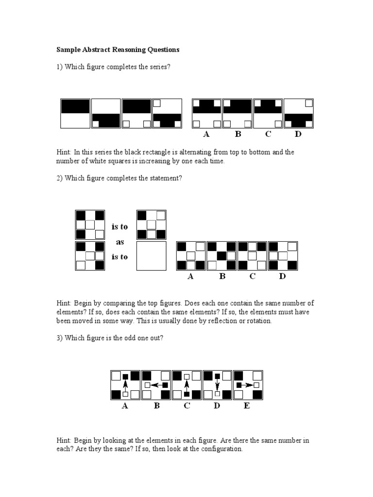Sample Abstract Reasoning Questions | PDF