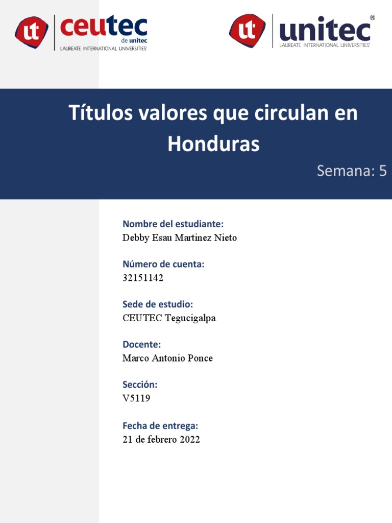 Títulos Valores Que Circulan en Honduras | PDF | Pagos | Cheque