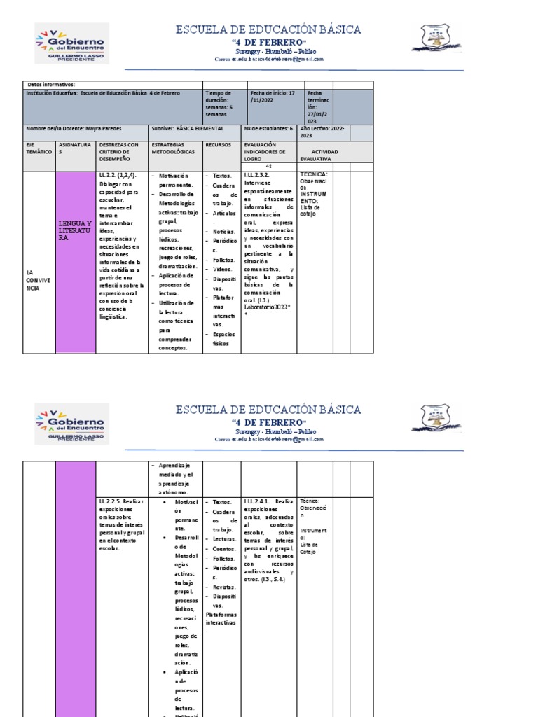 Planificación Cuarto Grado Segundo Parcial | Descargar gratis PDF ...