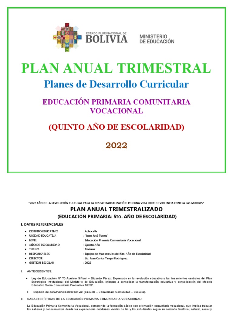 5-PAT-PDC 1-2-3. Trim. 5to. AÑO 2022 | Descargar gratis PDF | Educación primaria | Ecología