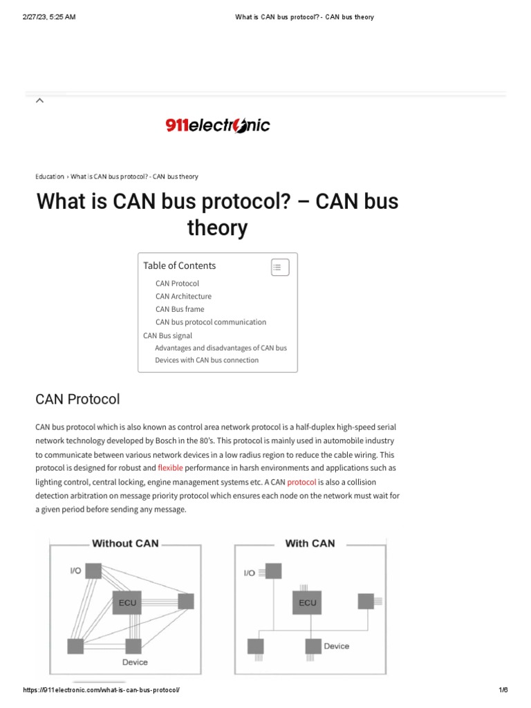 What Is Can Bus Protocol Can Bus Theory Pdf Computer Network