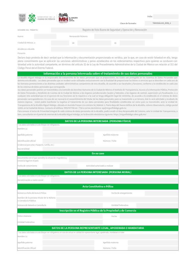 Formato Visto Bueno De Seguridad Y Operacion Mh Pdf Ciudad De