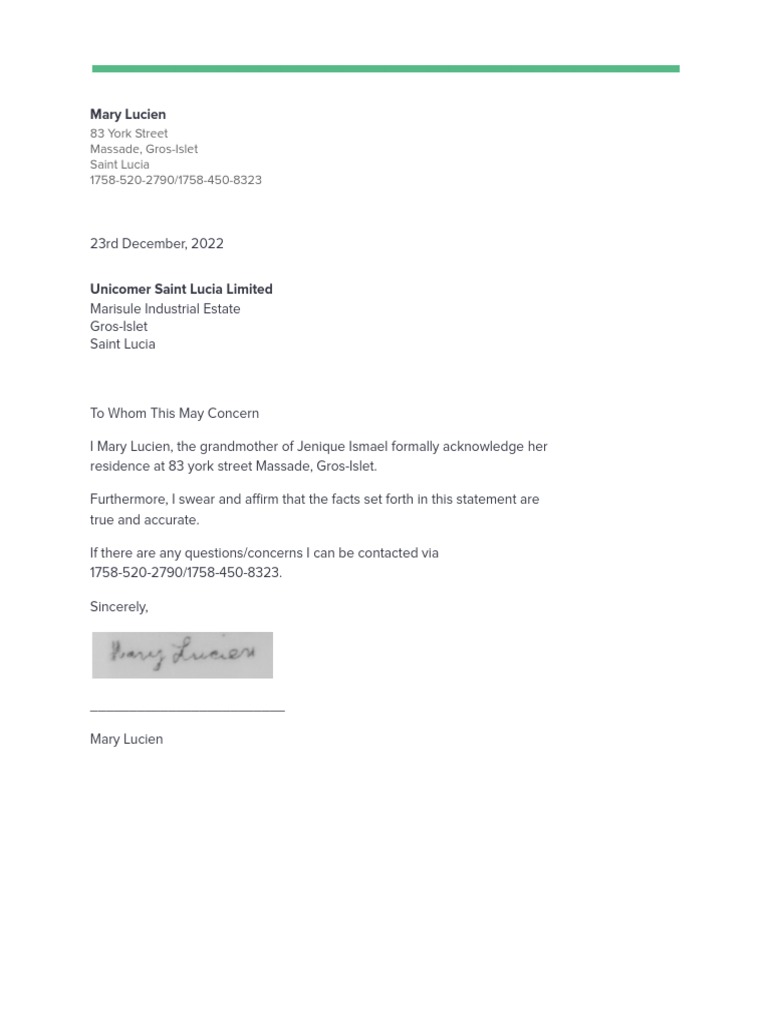 Proof of Residency Letter | PDF