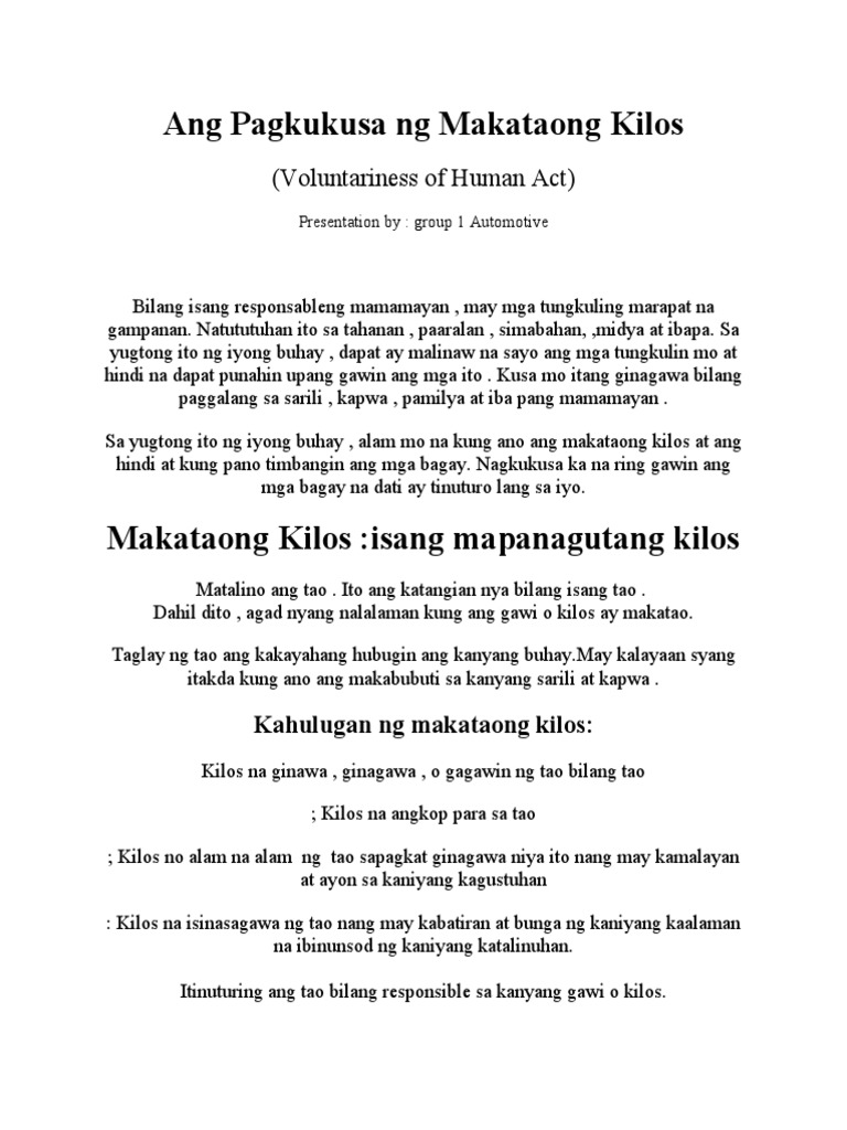 Pagkukusa NG Makataong Kilos | PDF