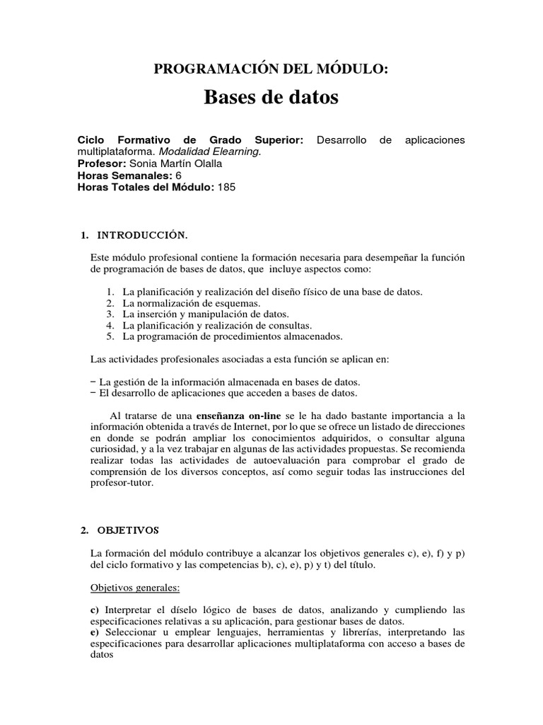 Programacion BD DAMEL 2122 | PDF | Bases de datos | Base de datos ...