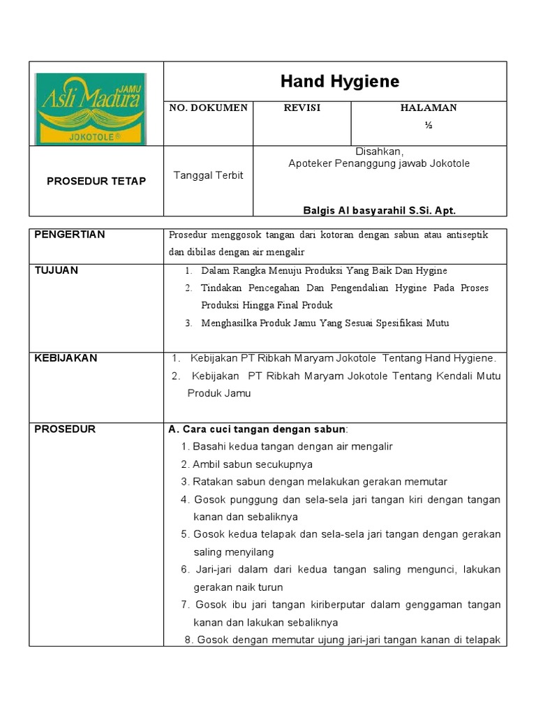 SOP Hand Hygiene | PDF