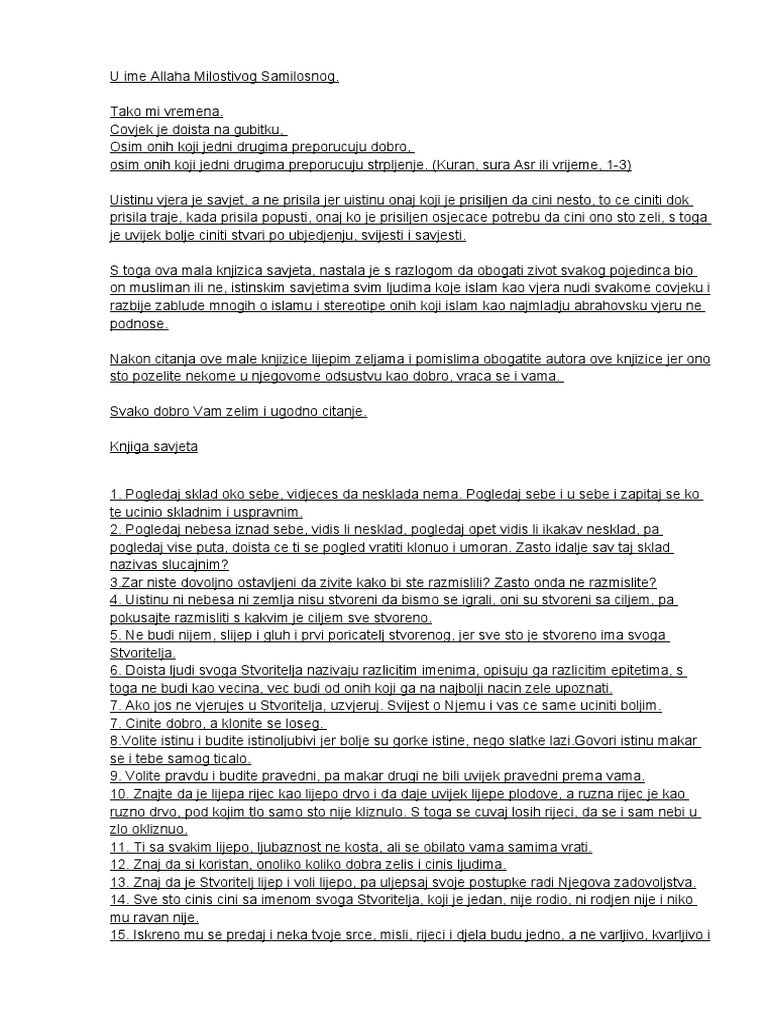 500 Islamskih Savjeta I Uputa | PDF