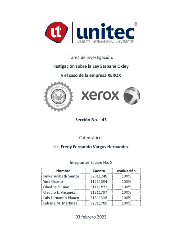 Grupo - 5 - Tarea - 02 - Caso de La Empresa Xerox | PDF | Contabilidad | Auditoría