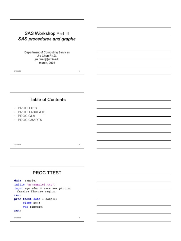 Introduction To Sas Procedures: 3 | PDF