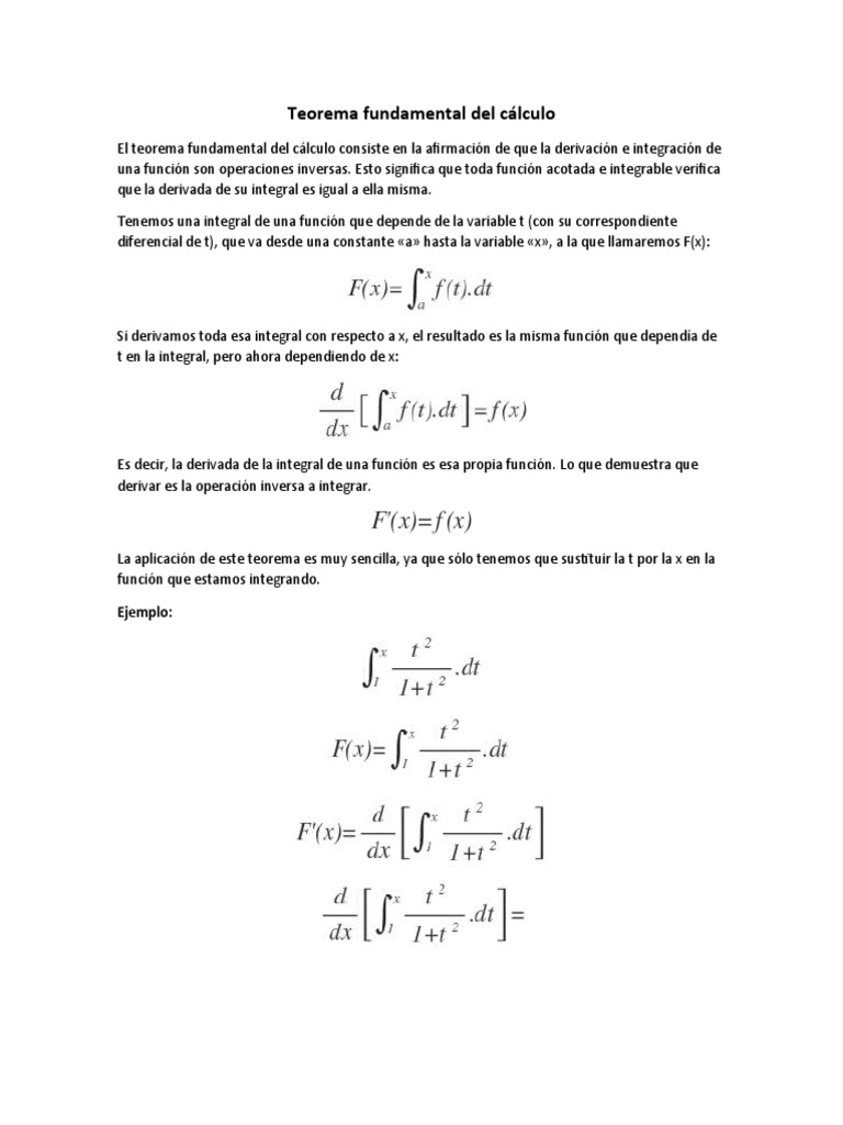 Teorema Fundamental Del Cálculo | PDF