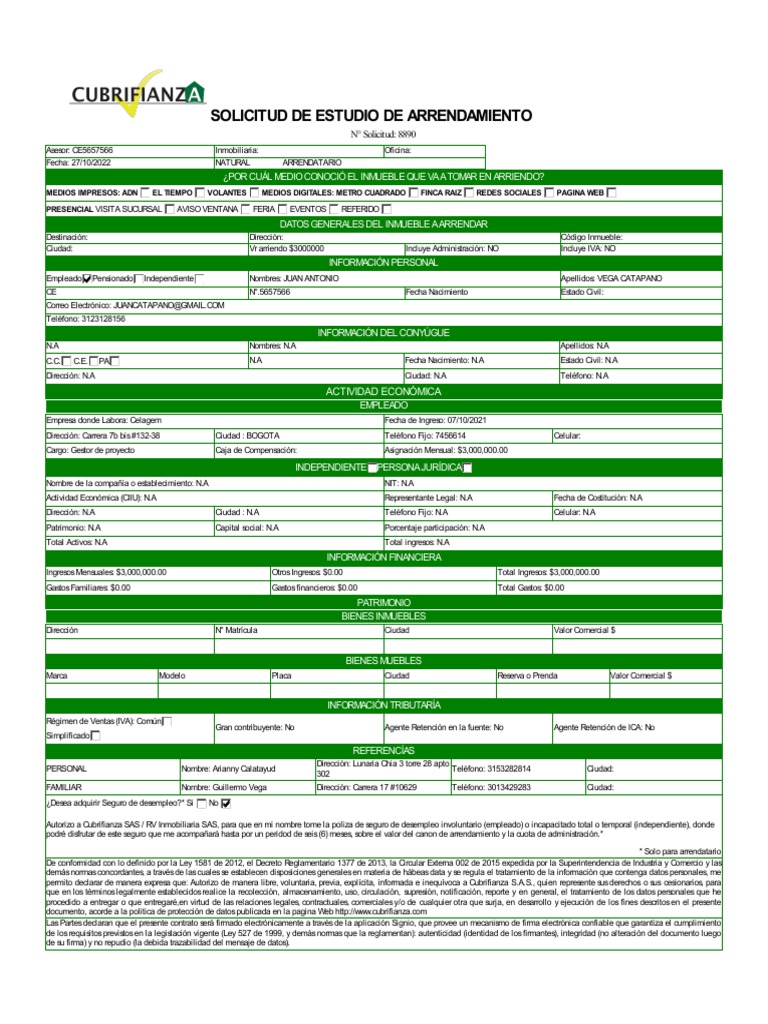Solicitud de Estudio de Arrendamiento - 8890 - 14707 | PDF | Business