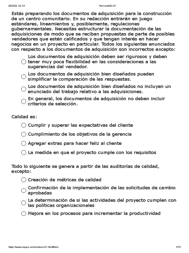 Test Maleño 01 | PDF | Gestión de la calidad | Software