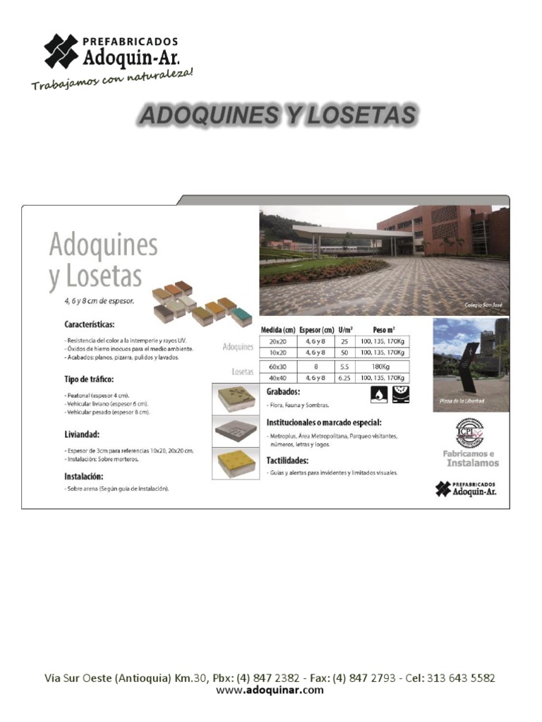Ficha Tecnica Adoquin y Losetas | PDF