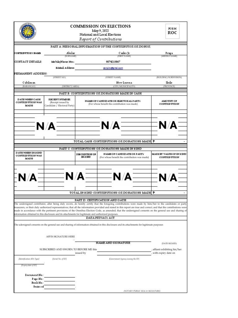 ROC For Individual | PDF | Signature | Government