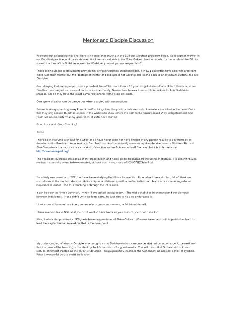 Mentor and Disciple Discussion | PDF | Religious Comparison | Religious ...