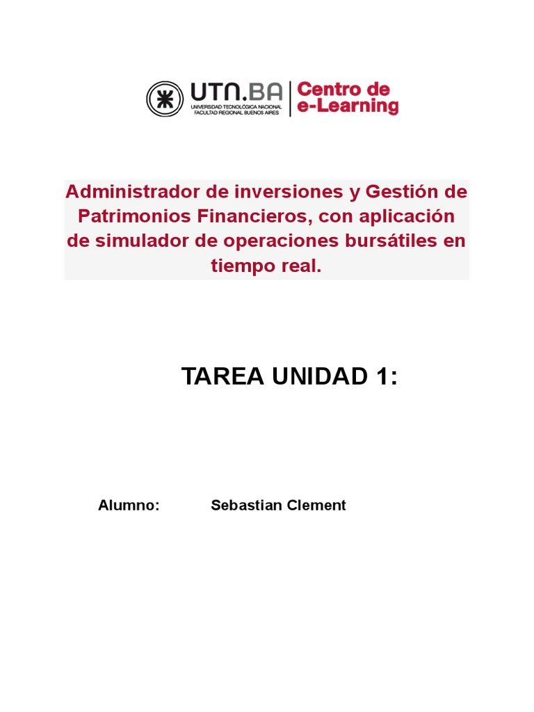 Tarea U1 | Descargar gratis PDF | Bolsa | Inversiones