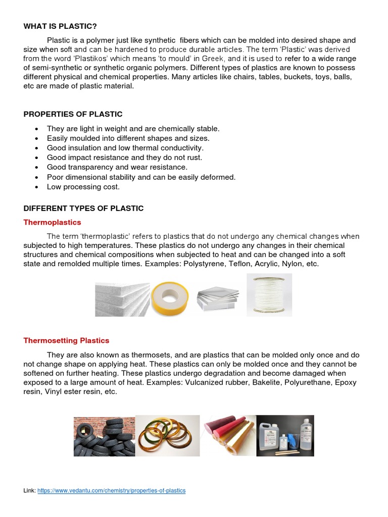 Properties and Types of Plastic | PDF
