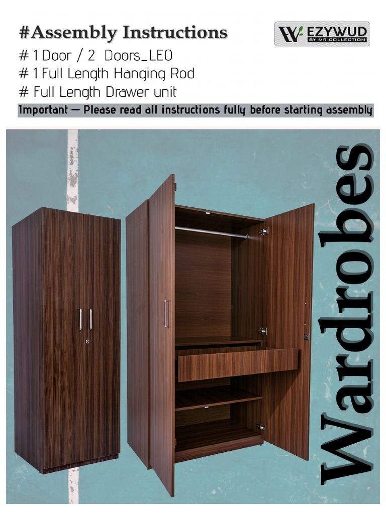 Wardrobe Assembly Manual - Model - LEO by Ezywud | PDF