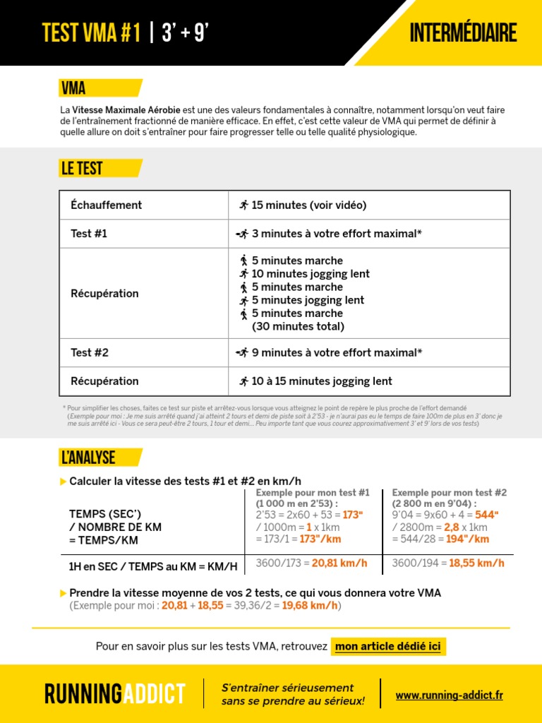 Test Vma Comment Calculer Sa Vma | PDF | Gestion de l'obésité | Athlétisme