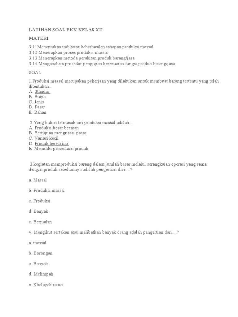 LATIHAN Soal PKK | PDF