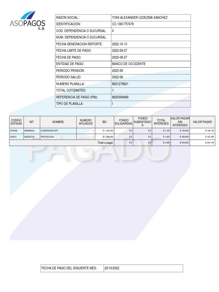 Planillas de Pago | PDF
