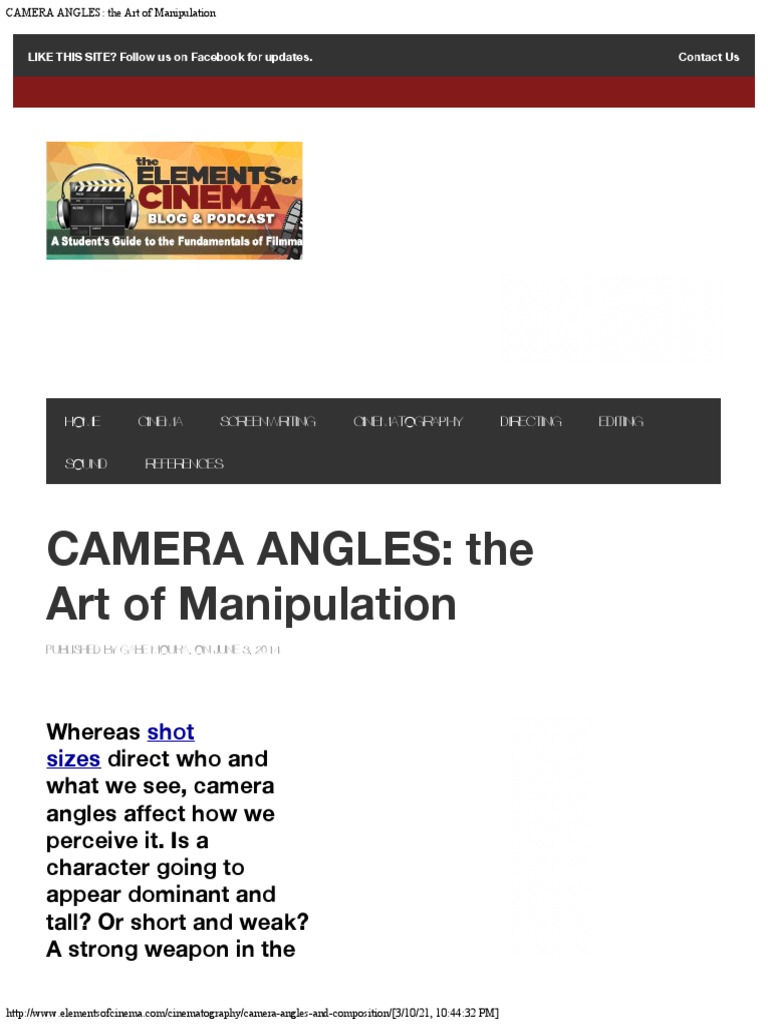 CAMERA ANGLES The Art of Manipulation | PDF | Filmmaking