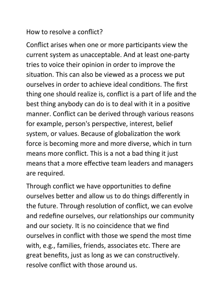 Essay On Conflict Resolution Pdf