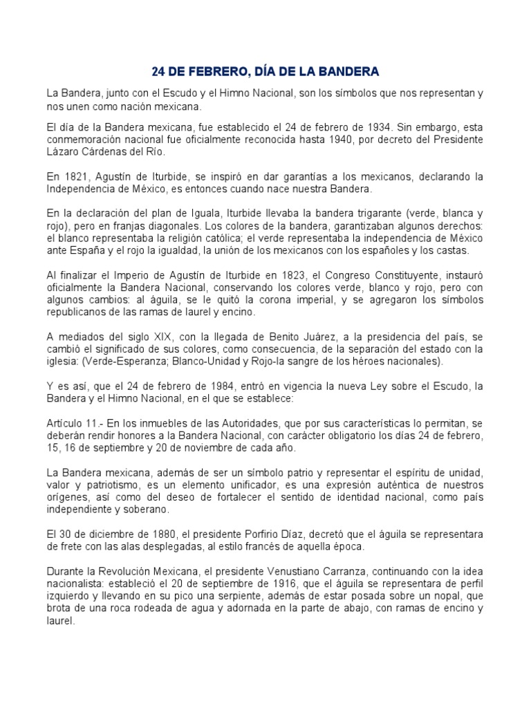 Reseña Historica 24 de Febrero Dia de La Bandera Mexicana | PDF | México