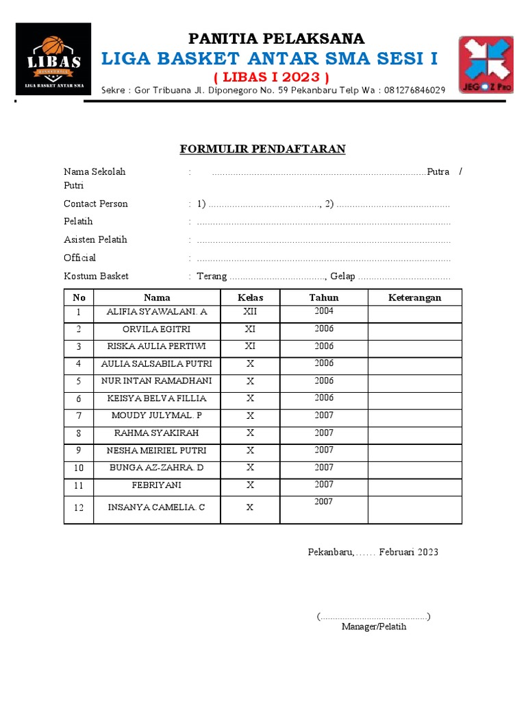 Formulir Pendaftaran LIBAS | PDF
