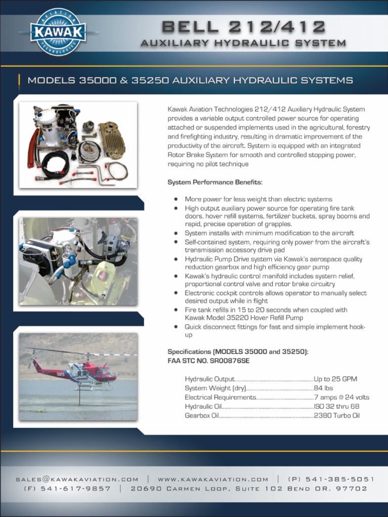 Bell 212 and 412 Auxiliary Hydraulic System | PDF