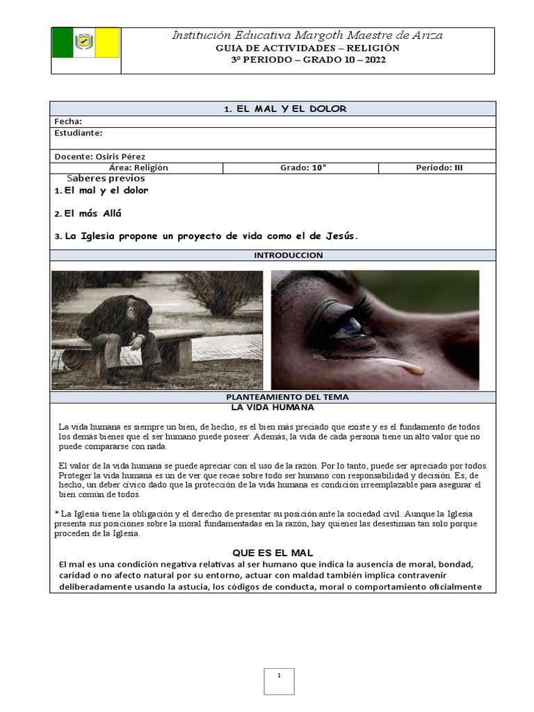 Guía 10° P4 - Religion 2021 | PDF | Mal | Problema del mal