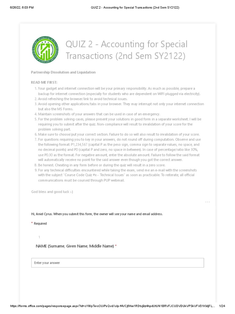 QUIZ 2 Accounting For Special Transactions 2nd Sem SY2122 1 | Download ...