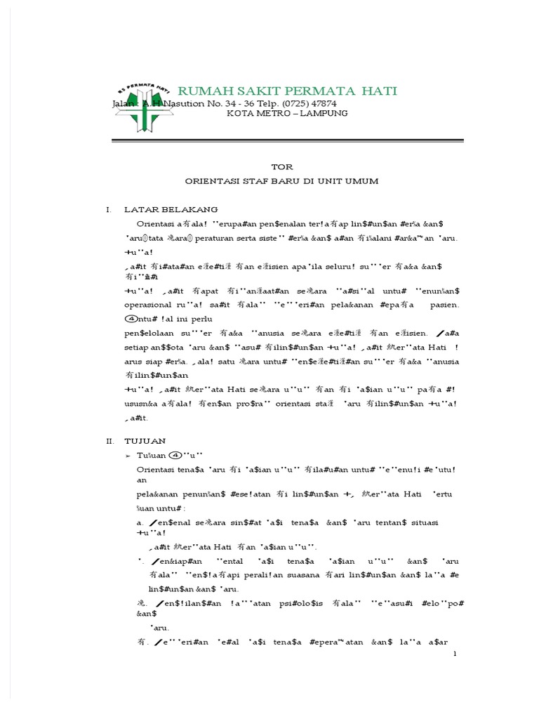 KKS 7, EP 2-TOR Orientasi Umum Staf Baru RSPUR | PDF