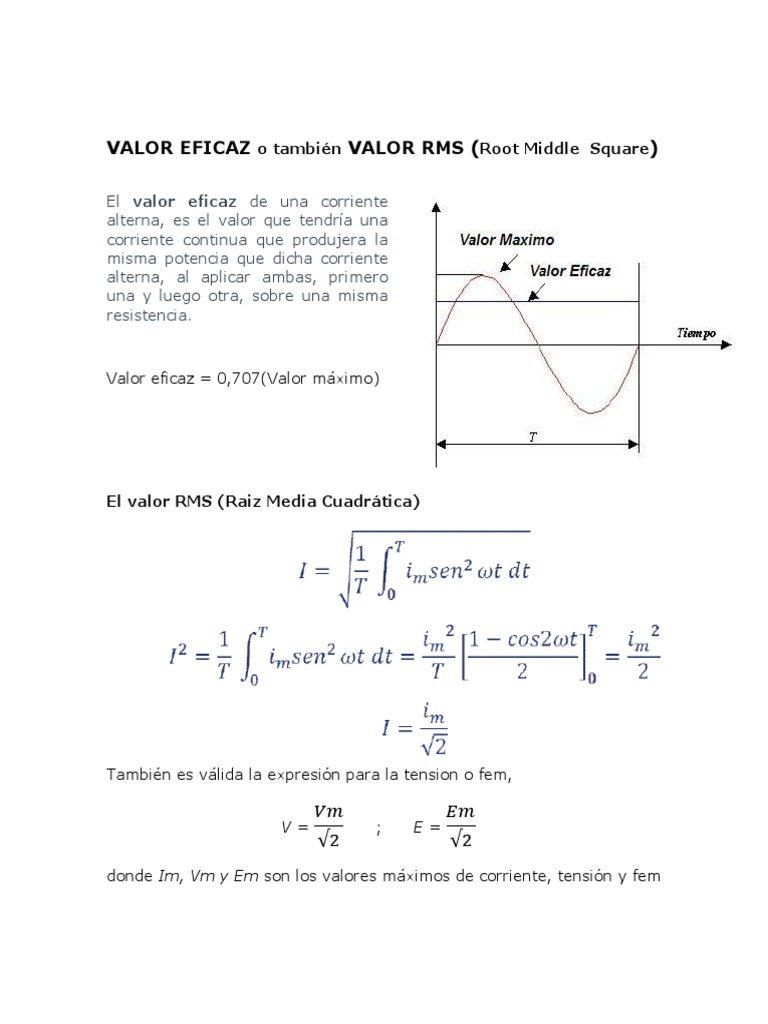 Valor Eficaz y RMS en Corriente Alterna | PDF