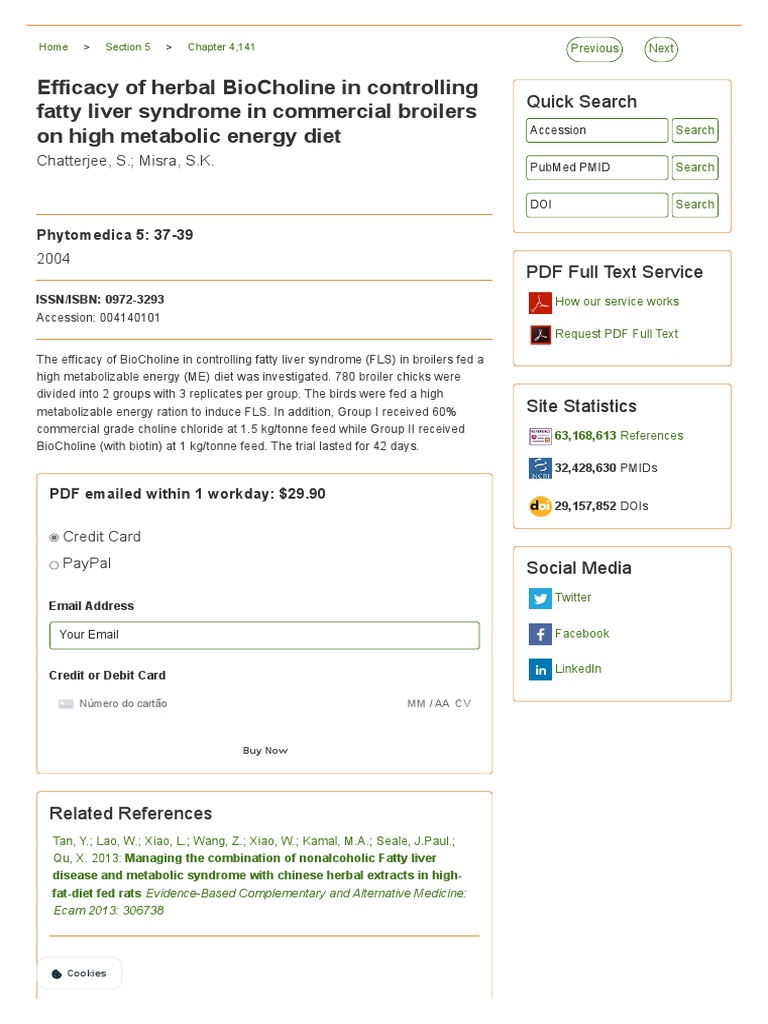 Chatterjee 2004 Efficacy of Herbal BioCholine in Controlling Fatty ...