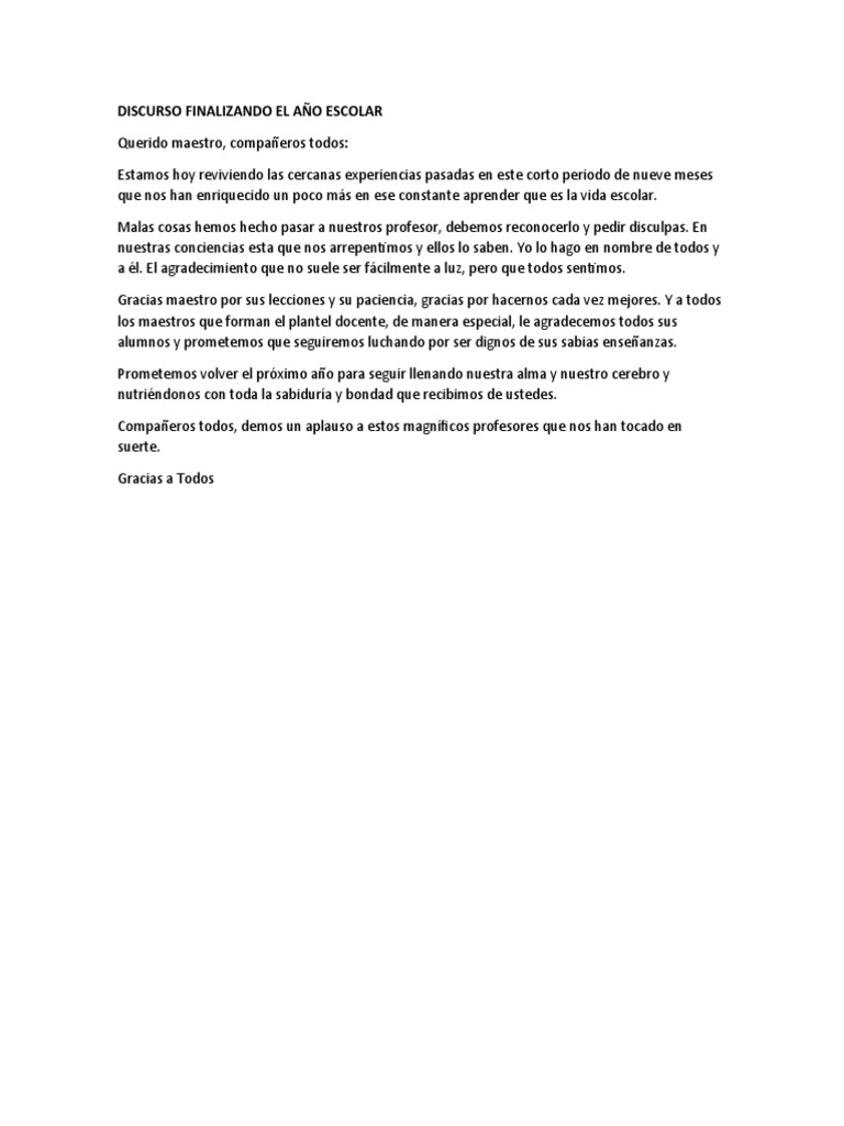 Discurso Finalizando El Año Escolar | PDF | Navidad | Amor