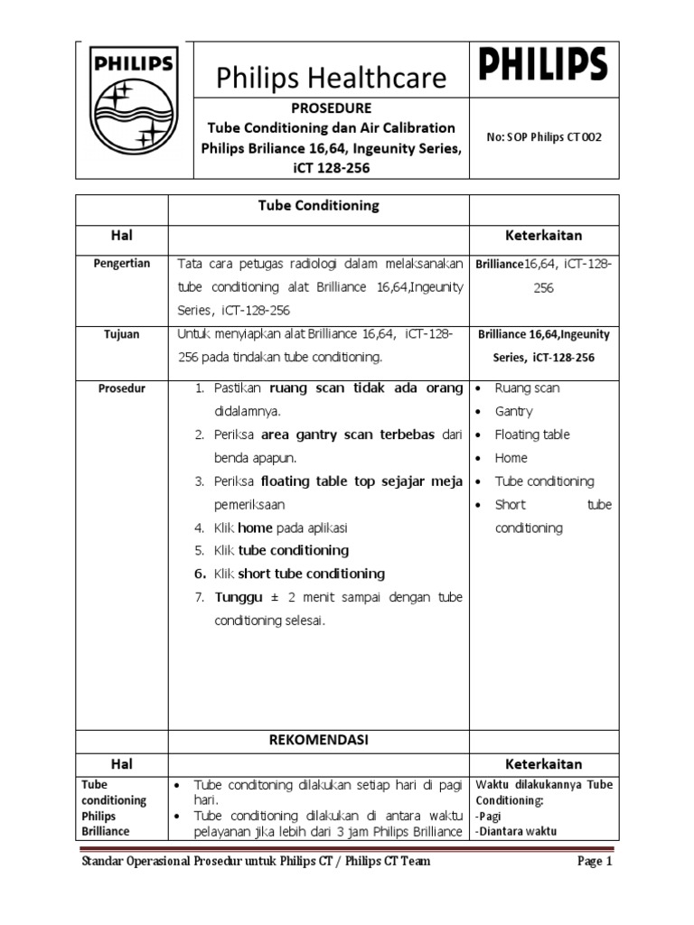 SOPCT002 Tube Conditioning Dan Air Calibration Philips BRILLIANCE 16,64 ... SOPCT002 Tube Conditioning Dan Air Calibration Philips BRILLIANCE 16,64 ...