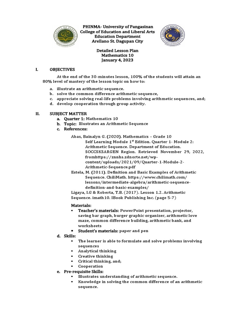 Sorianojosefina 4bsedmath Detailed-Lesson-Plan | PDF | Lesson Plan ...