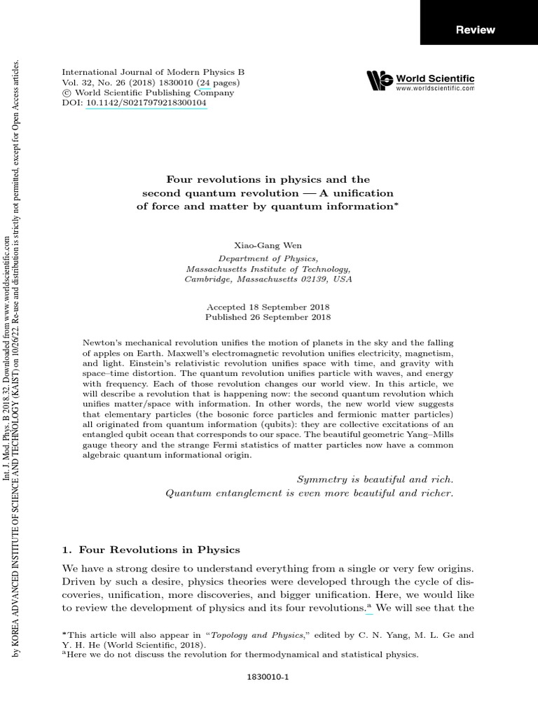 Four Revolutions in Physics and The Second Quantum Revolution | PDF ...