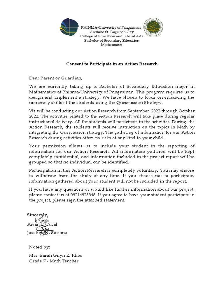 Consent Letter Signed | PDF | Learning