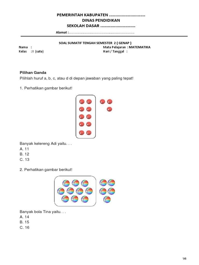 Soal STS Matematika K1 Semester 2 | PDF