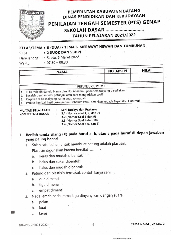 Kelas 2 Tema 6 PJOK Dan SBDP | PDF