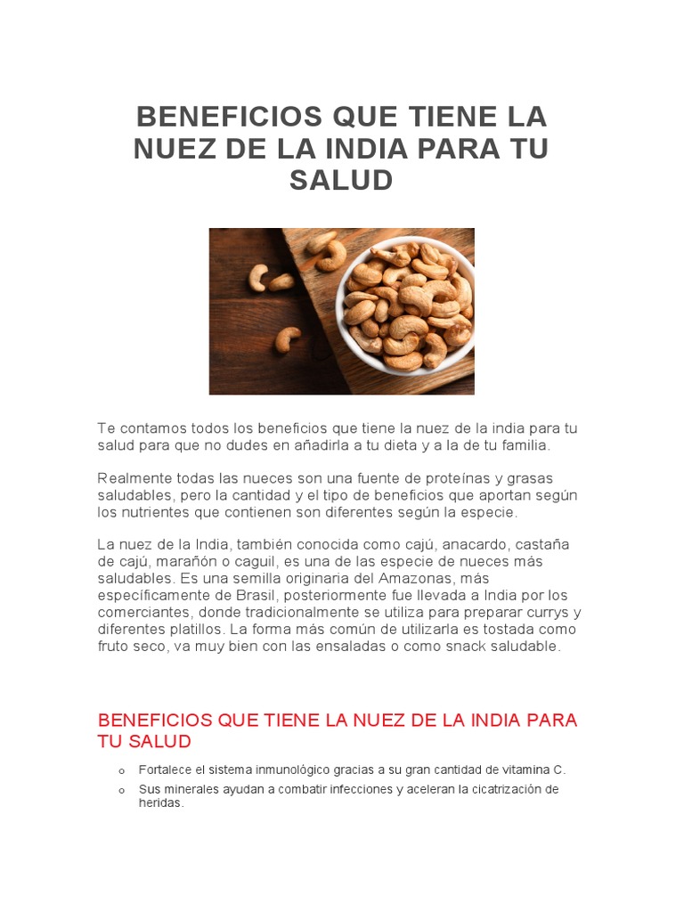Beneficios Que Tiene La Nuez de La India para Tu Salud | PDF | Nuez ...