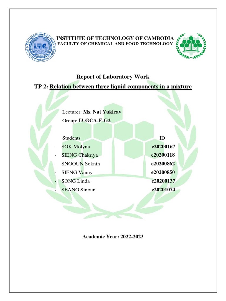 TP2 Relation Between Three Liquid Components in A Mixture | PDF | Phase (Matter) | Phase Diagram