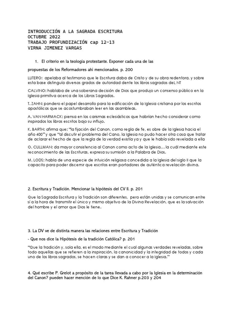 Trabajo de Profundización Cap 12 - 13 | PDF | Iglesia Católica | Creencia religiosa y doctrina