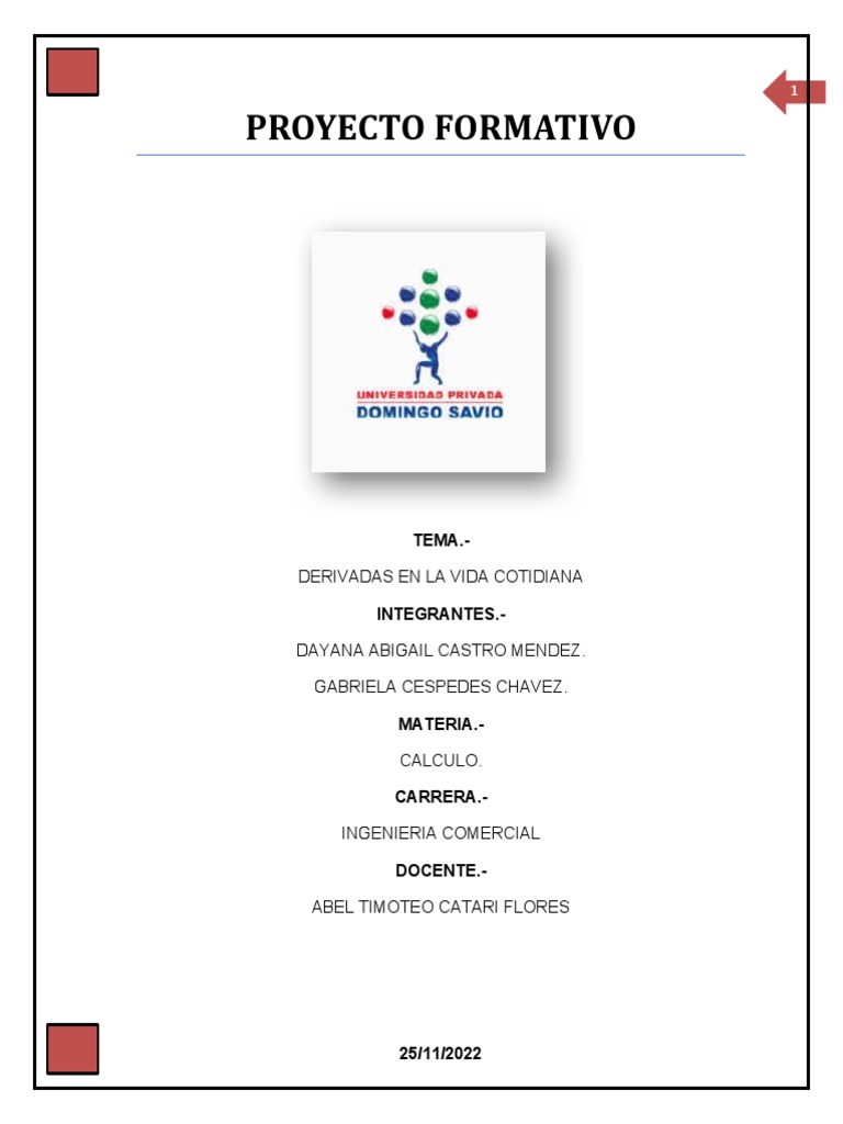 Proyecto Formativo Calculo | PDF | Derivado | Función (Matemáticas)