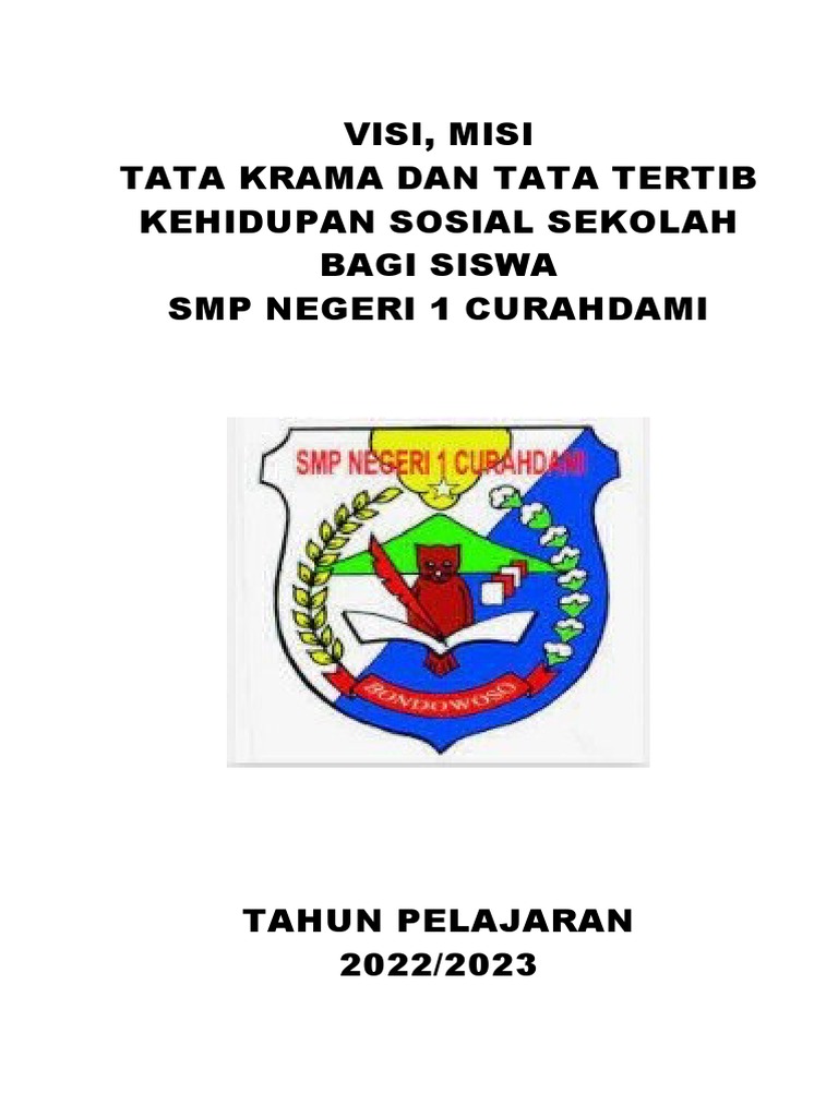 Visi-Misi Tata Krama Dan Tata Tertib SMPN 1 Curahdami Tahun 2023 | PDF
