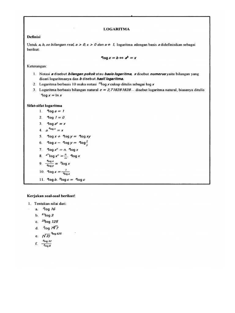 Latihan Logaritma | PDF