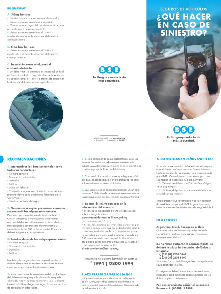 Que Hacer En Caso De Sinietro Seguro Auto Pdf Seguro